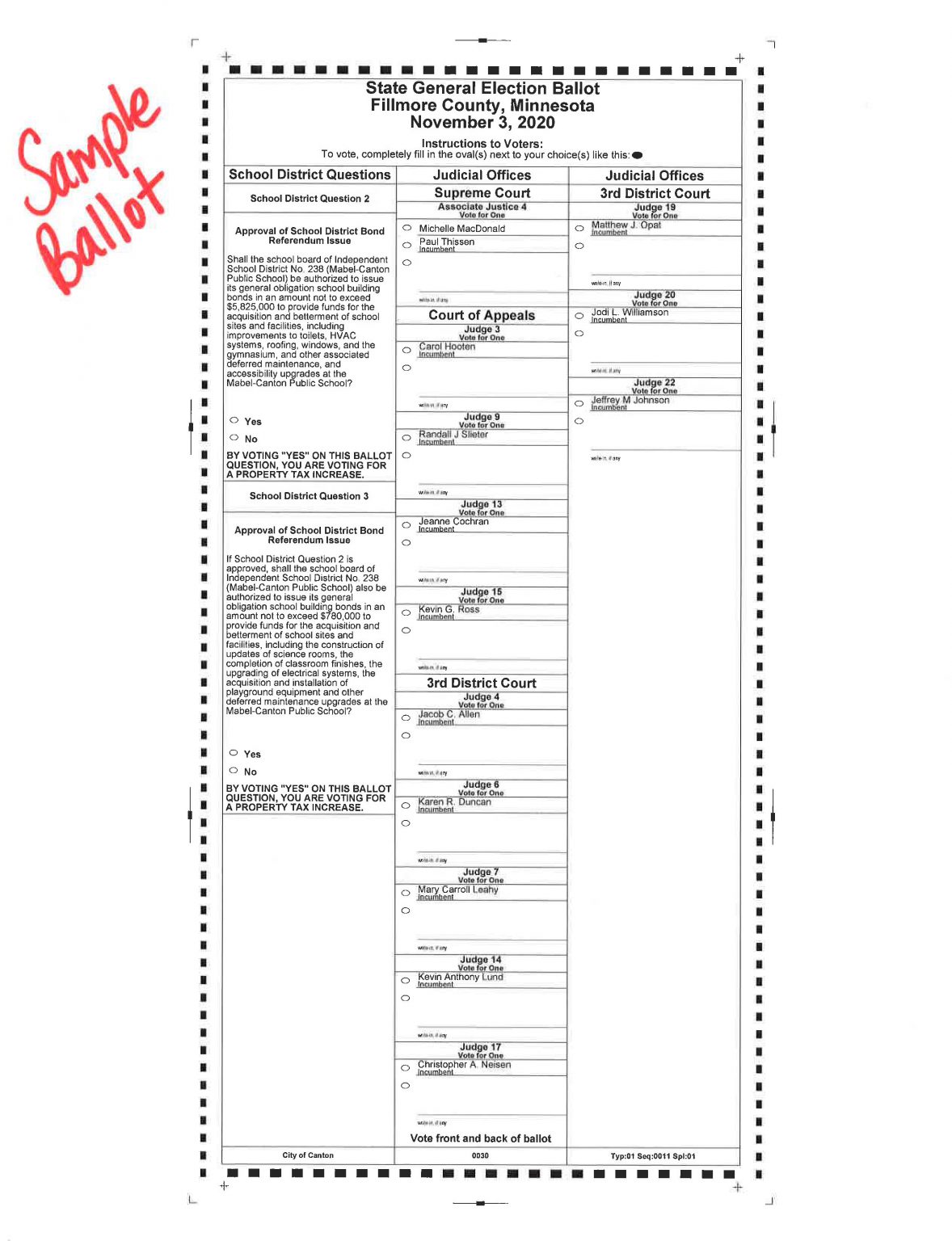 General Election Notice / Sample Ballot